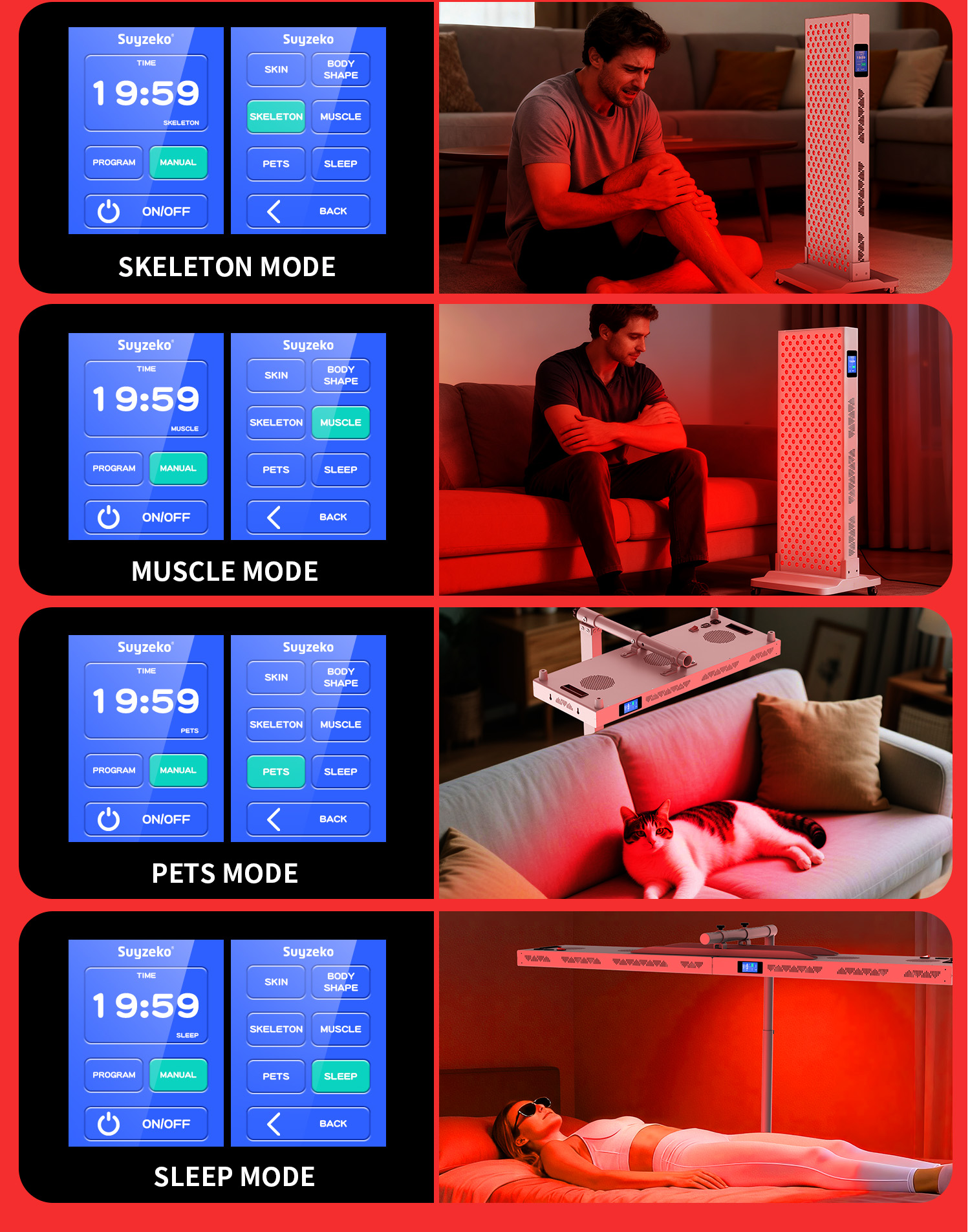 Suyzeko 320pcs LED Light Therapy Panel With Moveable Support – Suyzeko